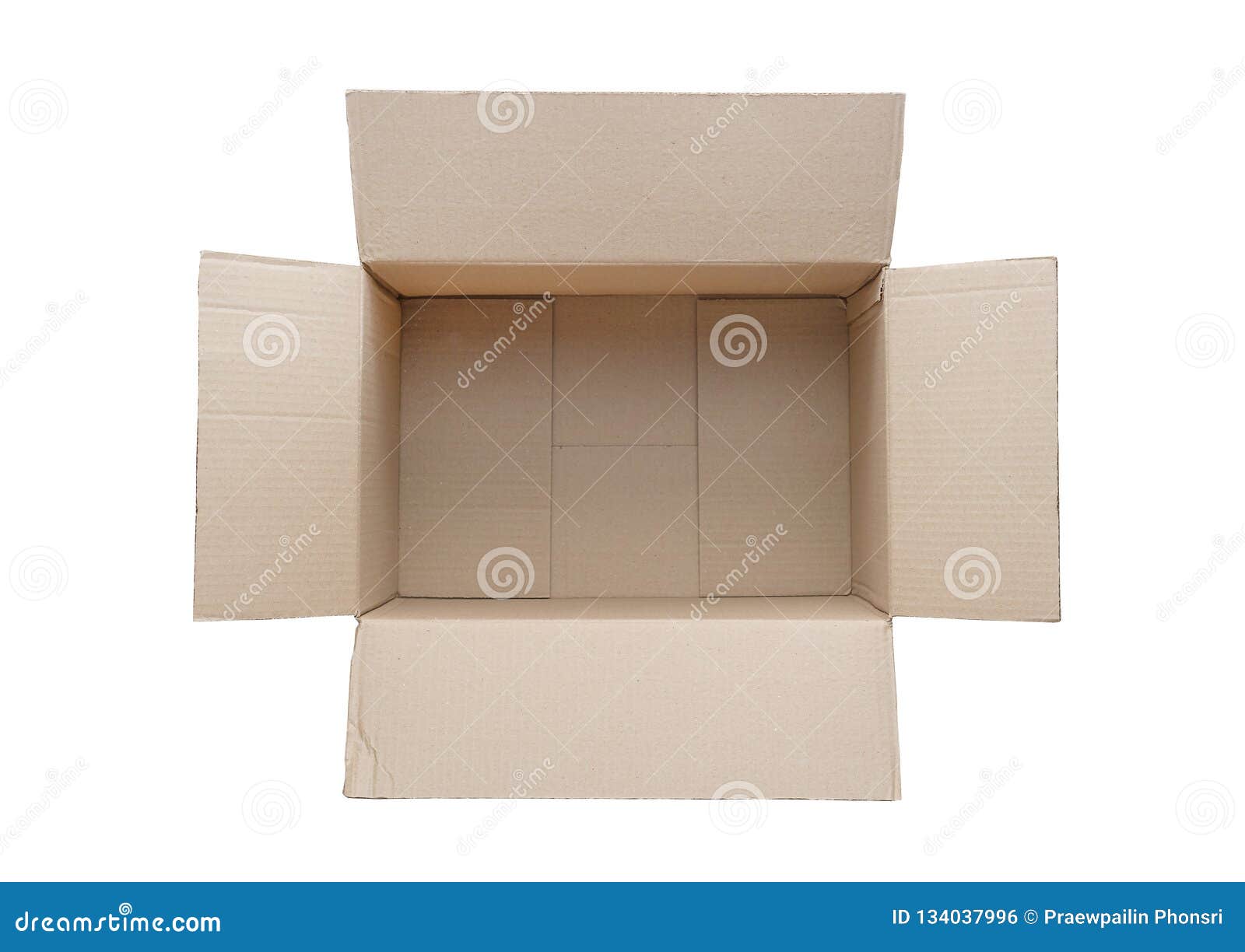 Top View of Empty Cardboard Box Isolated on White Background Stock ...