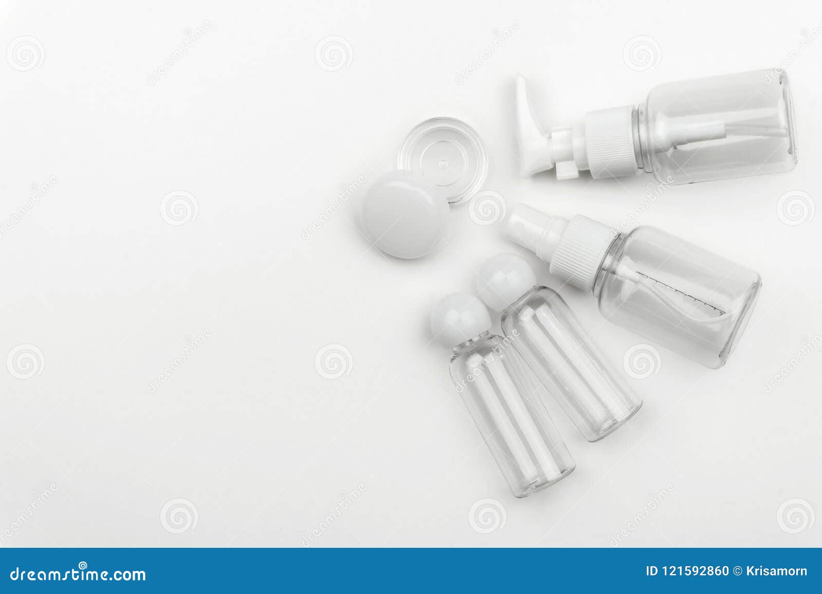 The Empty Clear Plastic Portable Cream Jar and Liquid Containers Stock ...