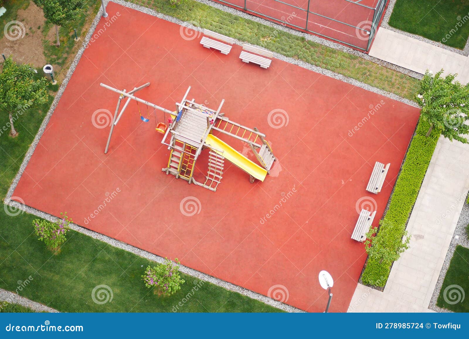 Top View of Empty Colorful Playground at Local Park Stock Photo - Image ...