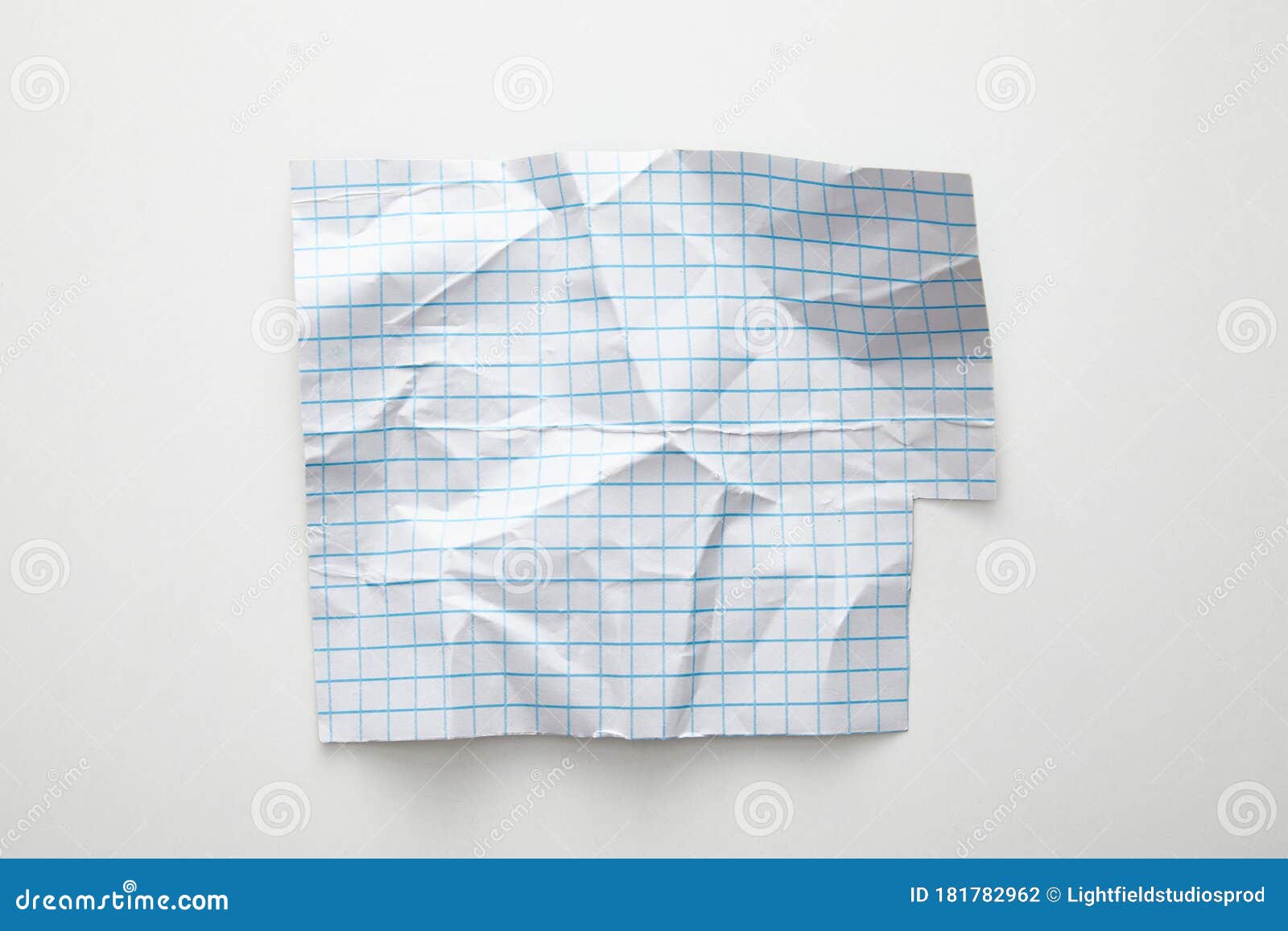 View of Empty Crumpled Grid Paper Stock Photo - Image of sheet, paper ...