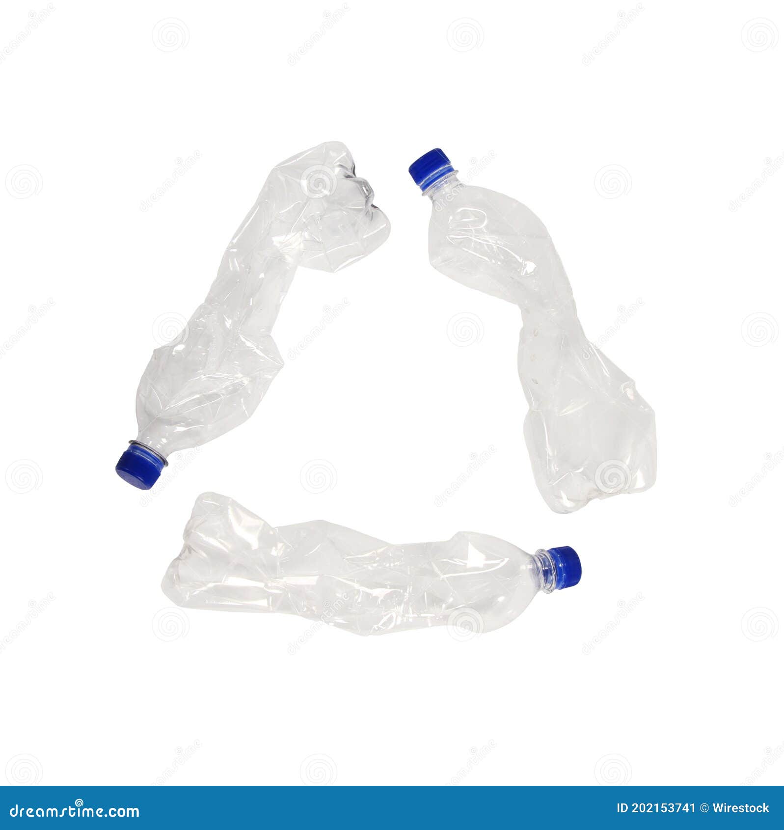 Top View of Empty Damaged Plastic Bottles Isolated on a White ...