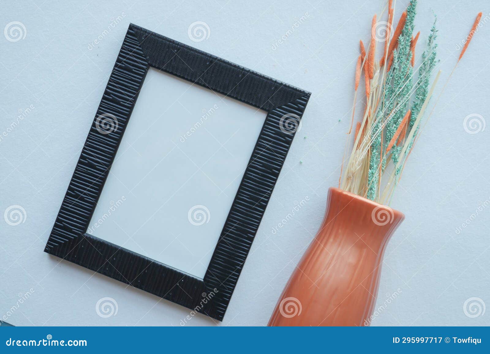 Top View of Empty Frame on Table Stock Image - Image of design, room ...