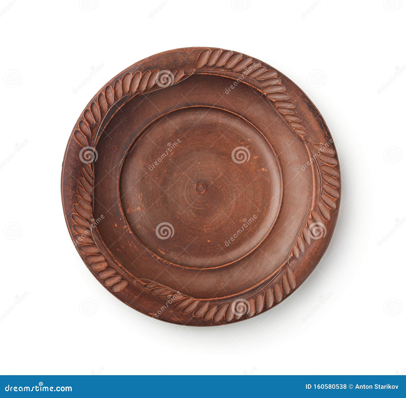 Top View Of Empty Old Ceramic Plate Stock Photo - Image of craft ...