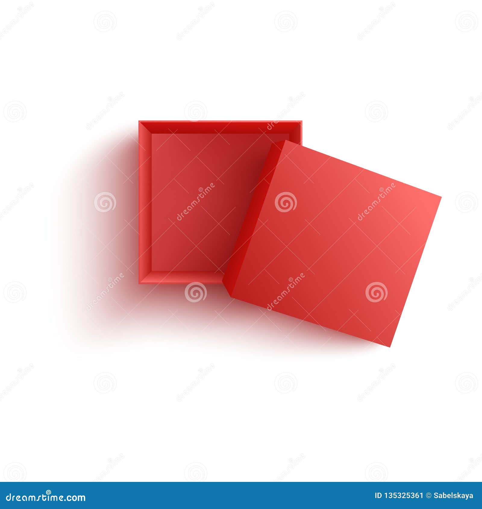 Top View on Empty Open Red Paper Box in Realistic 3d Vector ...