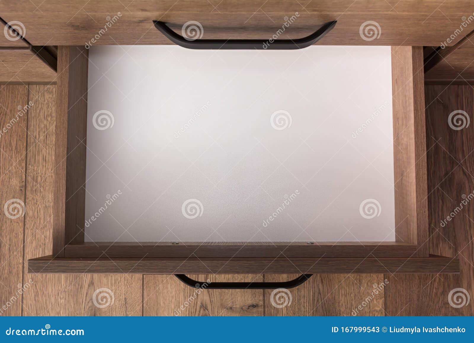 Top View of Empty Open Wooden Drawer Stock Image - Image of template ...