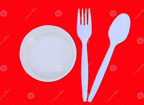 Top View of Empty Paper Cup with Spoon and Fork Stock Photo - Image of ...