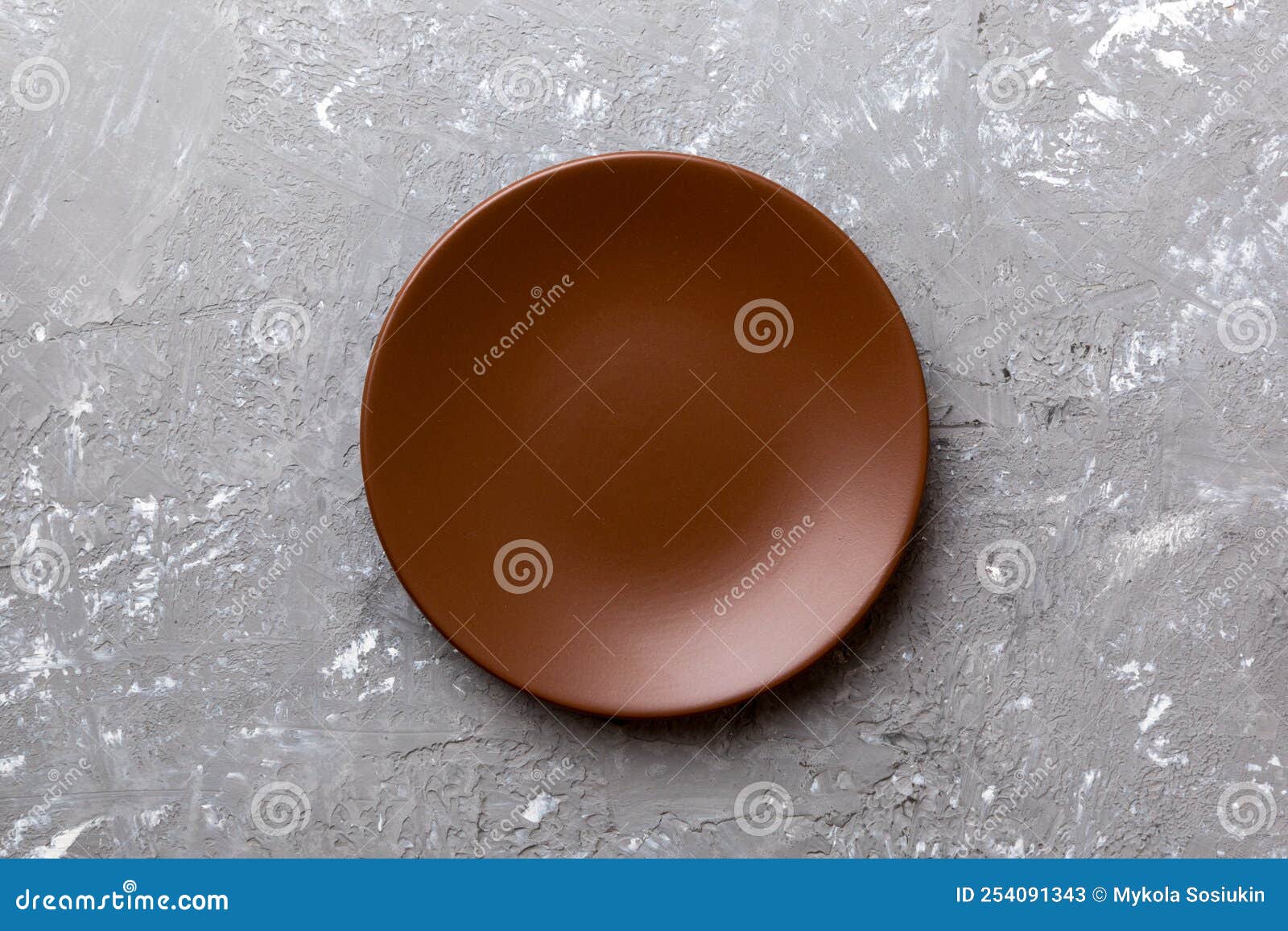 Top View of Empty Plate on Cement Background. Empty Space for Your ...