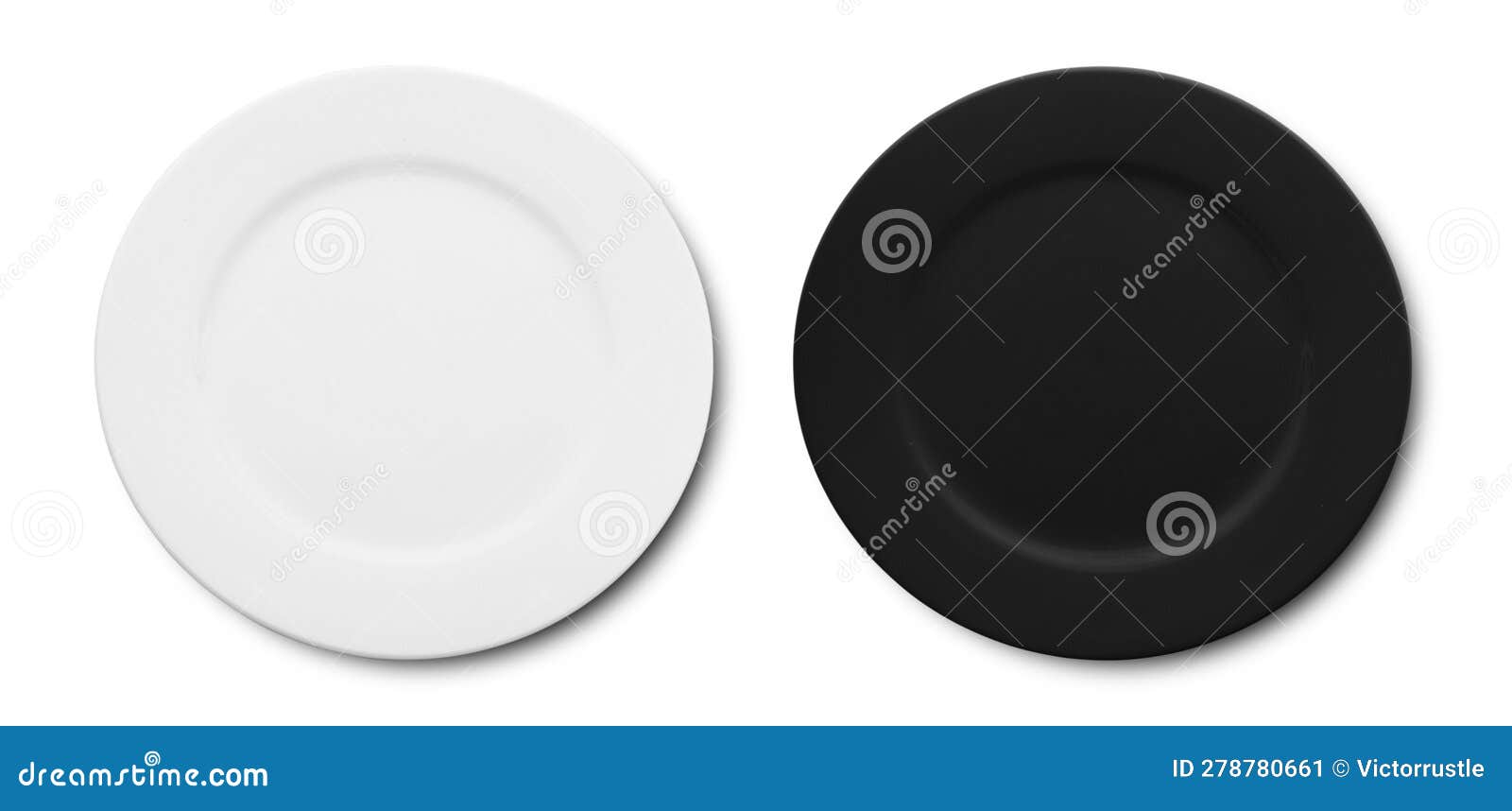 Top View of Empty Plates with Shadow Isolated on White Background Stock ...