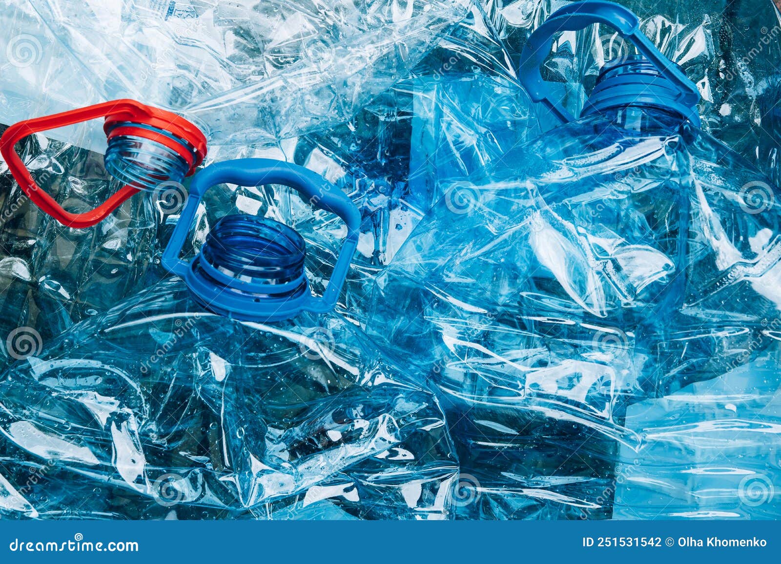 Top View of Empty Rumpled Used Blue Plastic Bottles Background Stock ...