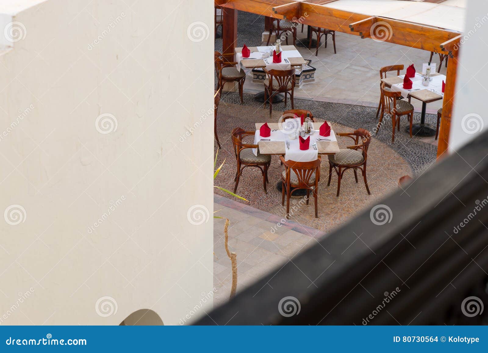 Top View on Empty Small Cafe Outdoors Stock Photo - Image of exterior ...