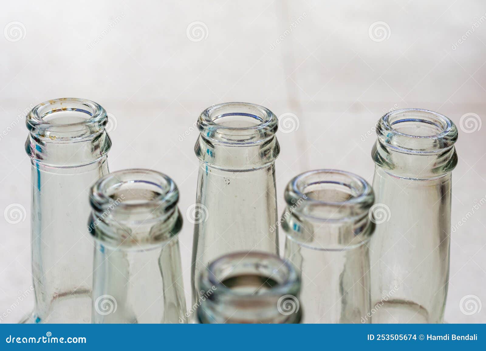 Top View of Empty Soft Drinks Glass Bottles on the Floor. Close Up ...