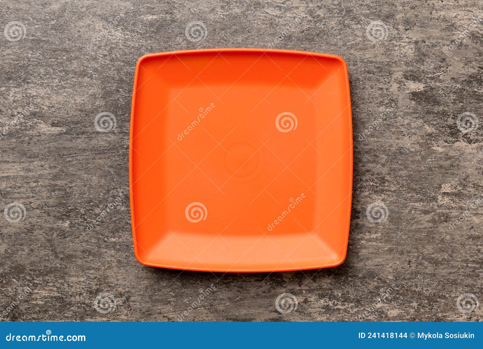 Top View of Empty Square Plate on Cement Background. Empty Space for ...