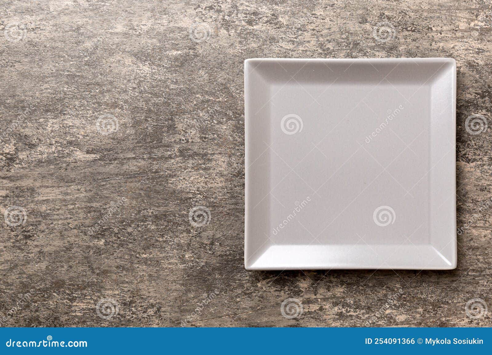 Top View of Empty Square Plate on Cement Background. Empty Space for ...