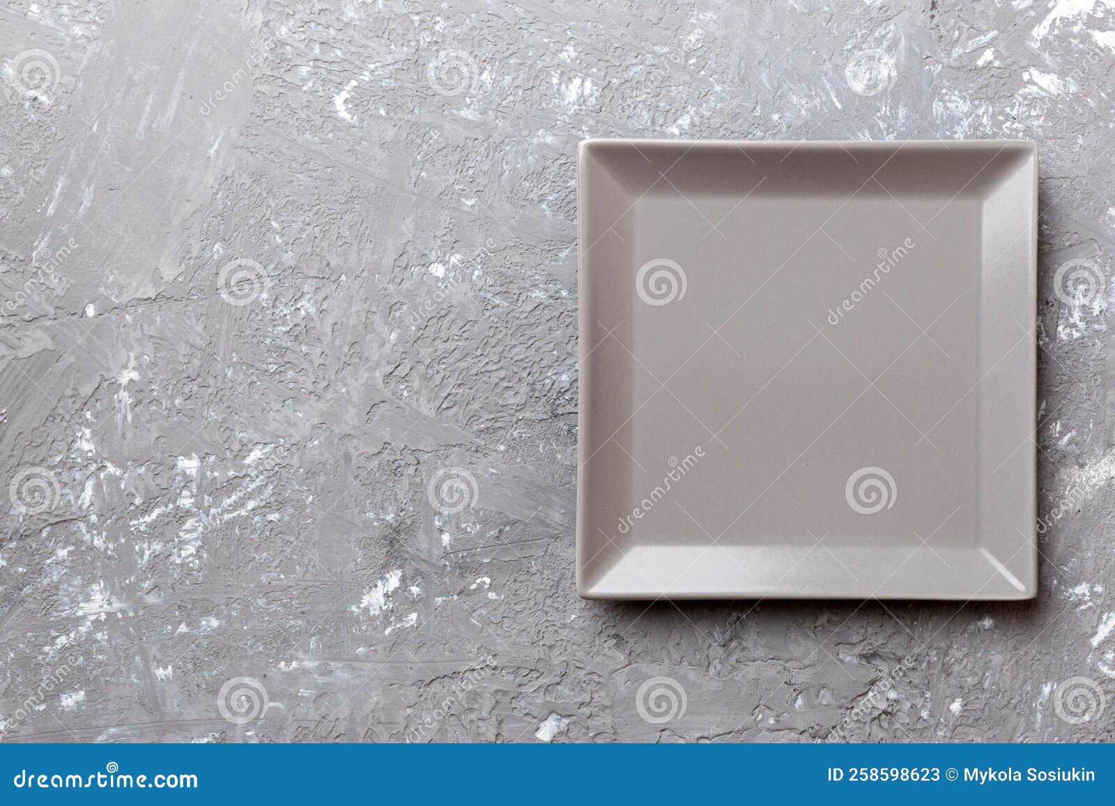 Top View of Empty Square Plate on Cement Background. Empty Space for ...