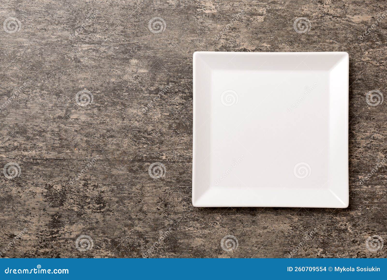 Top View of Empty Square Plate on Cement Background. Empty Space for ...