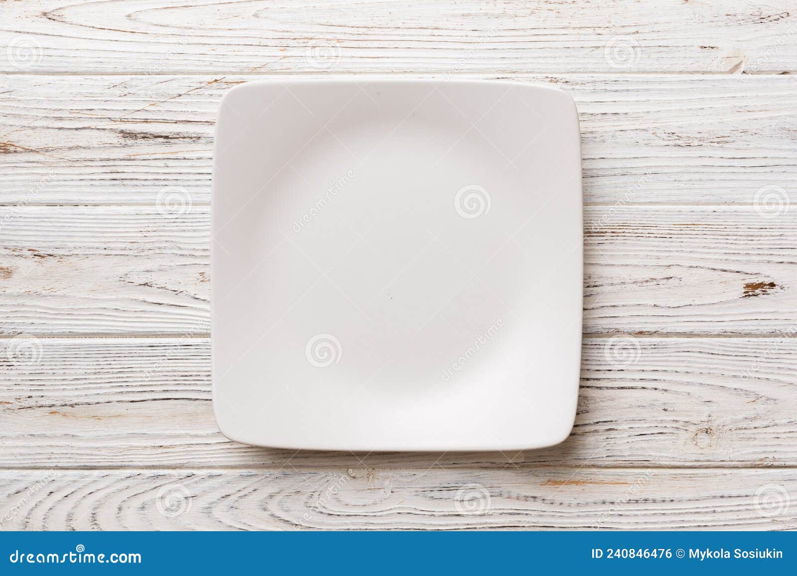 Top View of Empty Square Plate on Wooden Background. Empty Space for ...