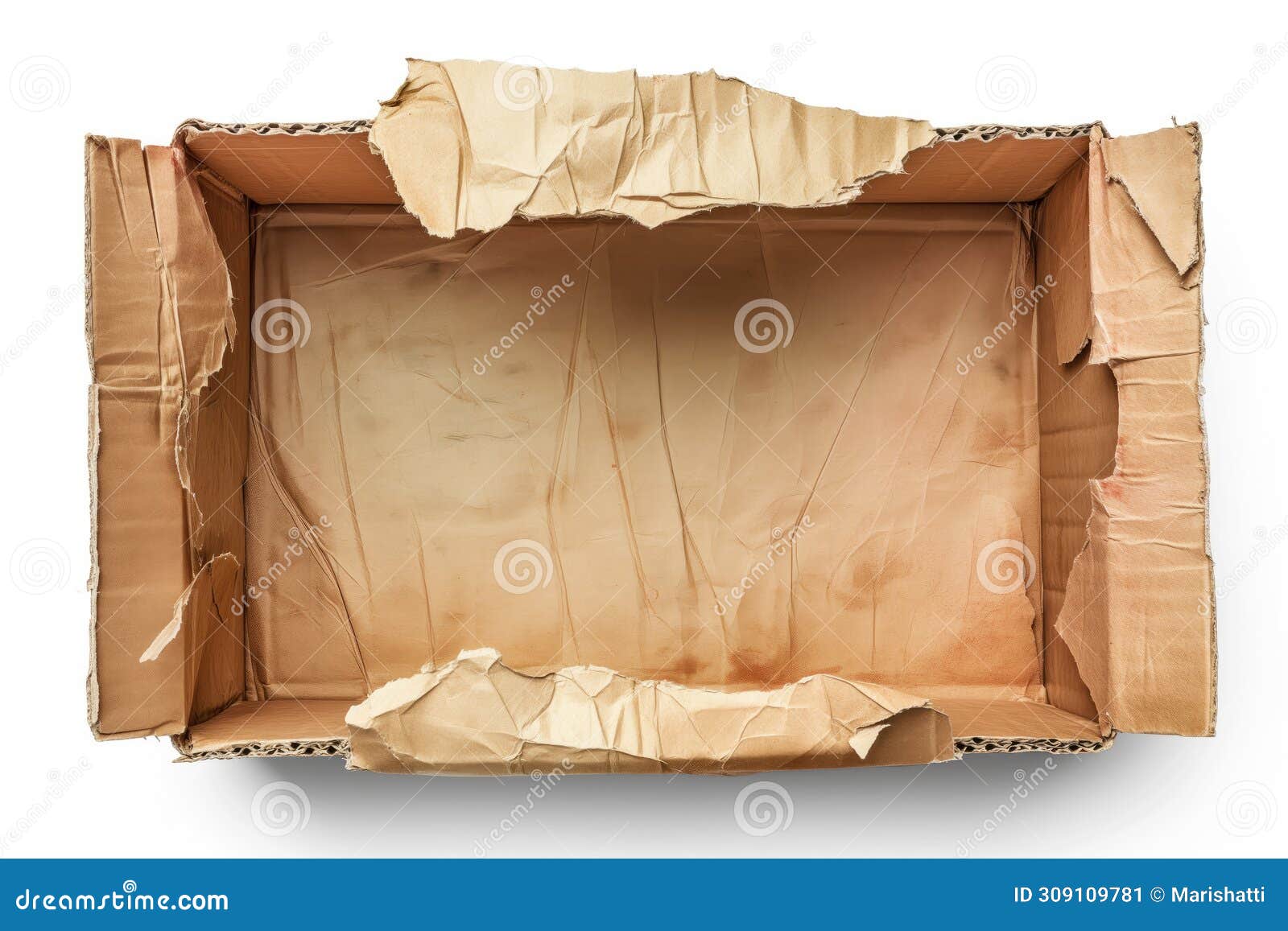 Top View of Empty Torn Cardboard Box Isolated Stock Illustration ...