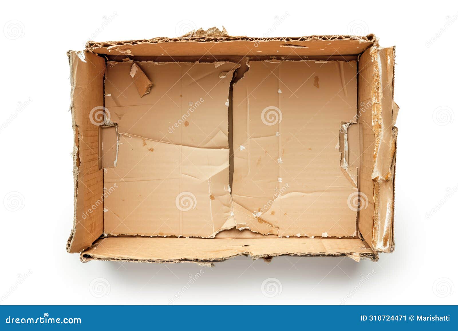 Top View of Empty Torn Cardboard Box Isolated Stock Illustration ...