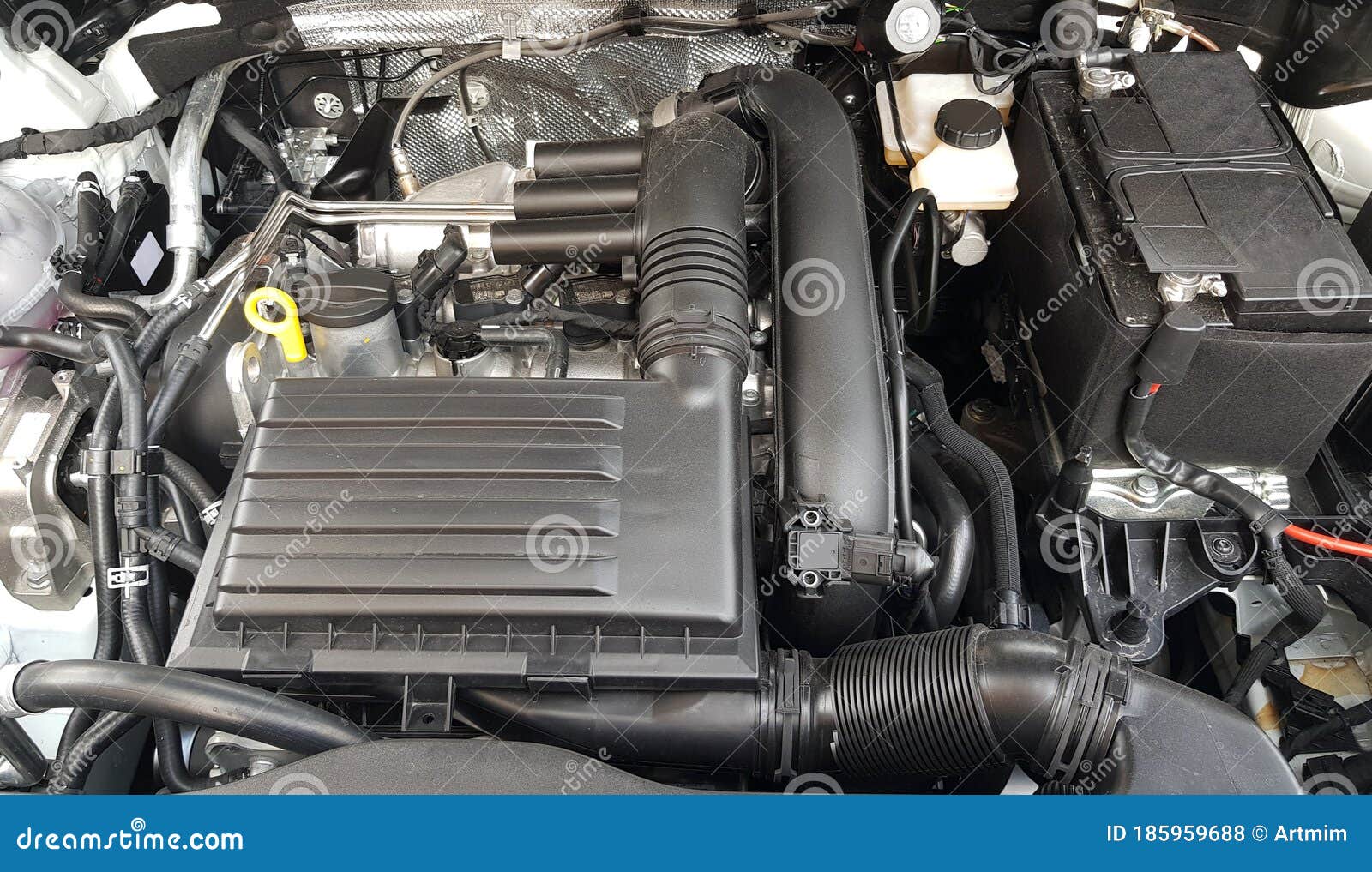 Top View of Engine with Car Details and Parts Stock Photo - Image of ...