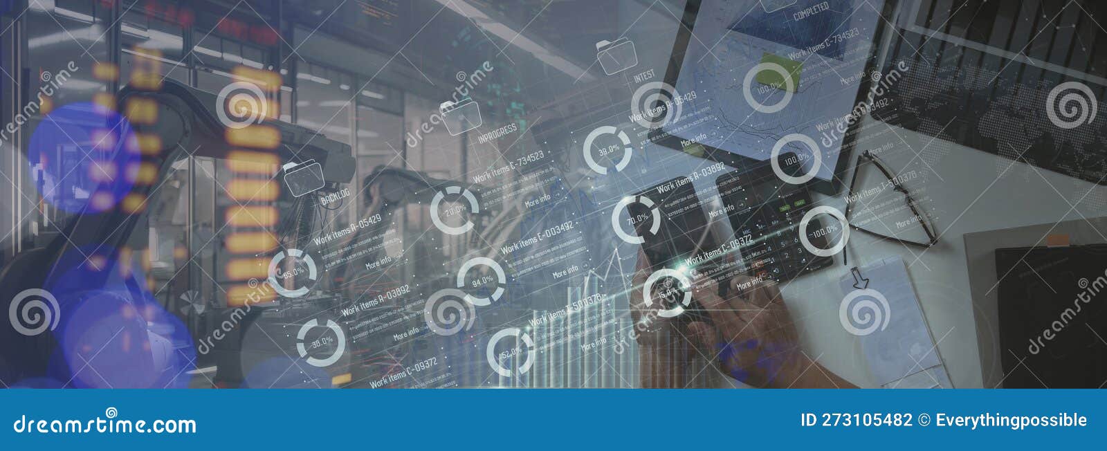 Engineer Manager Analyzing and Control Automation Robot Arms Machine on ...