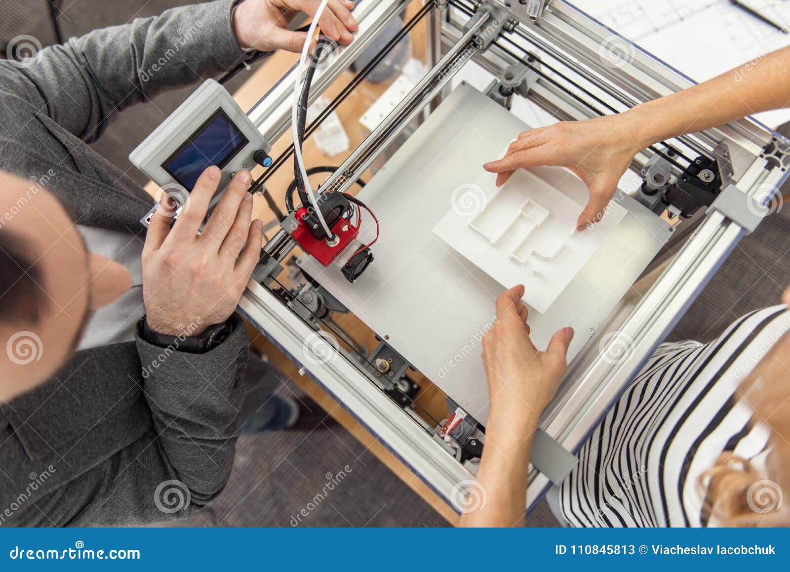 Top View of Engineers Resuming the Process of 3D Printing Stock Image ...