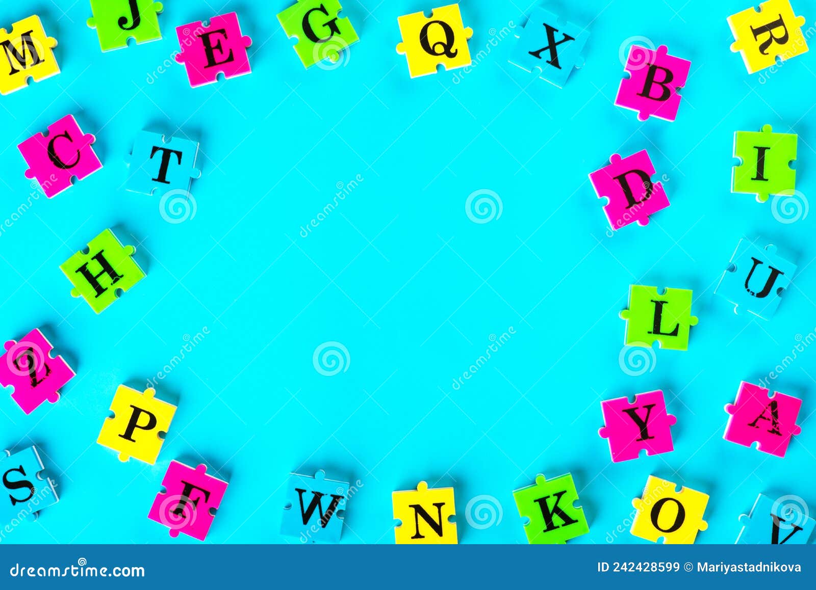 Top View of English Alphabet from Multi-colored Puzzles Simulator for ...