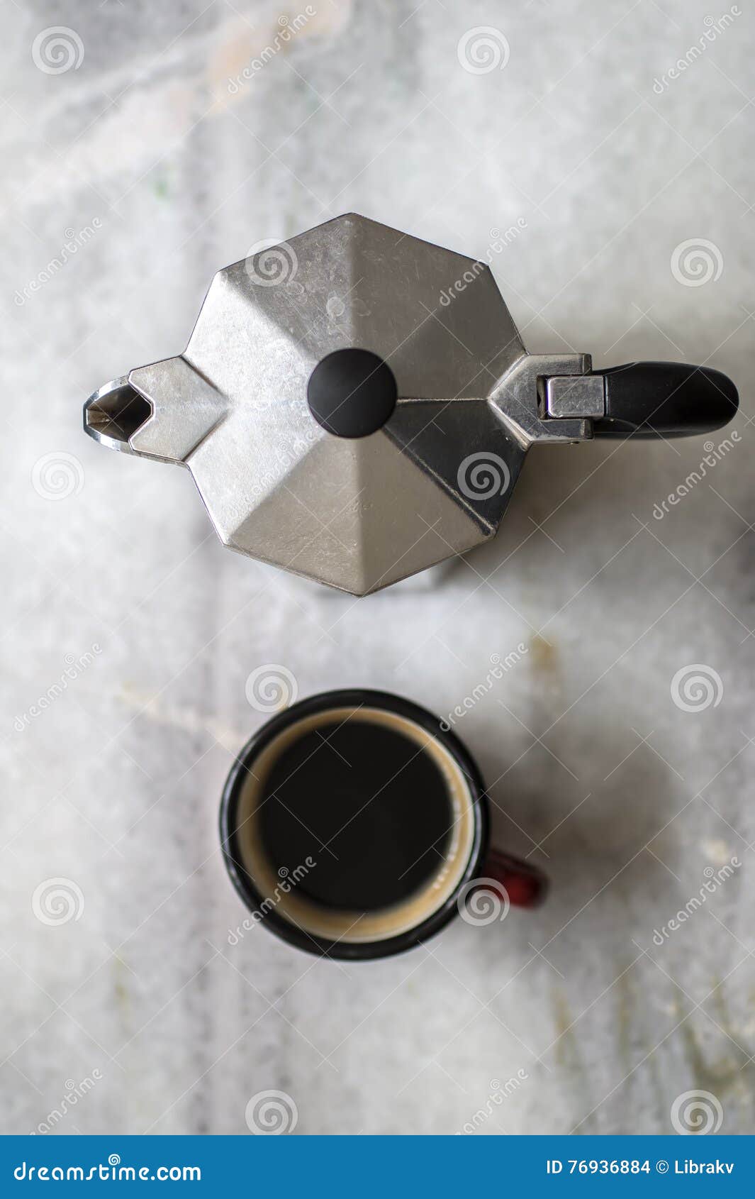 Top View of Espresso Pot and Coffee Cup Stock Photo - Image of refresh ...