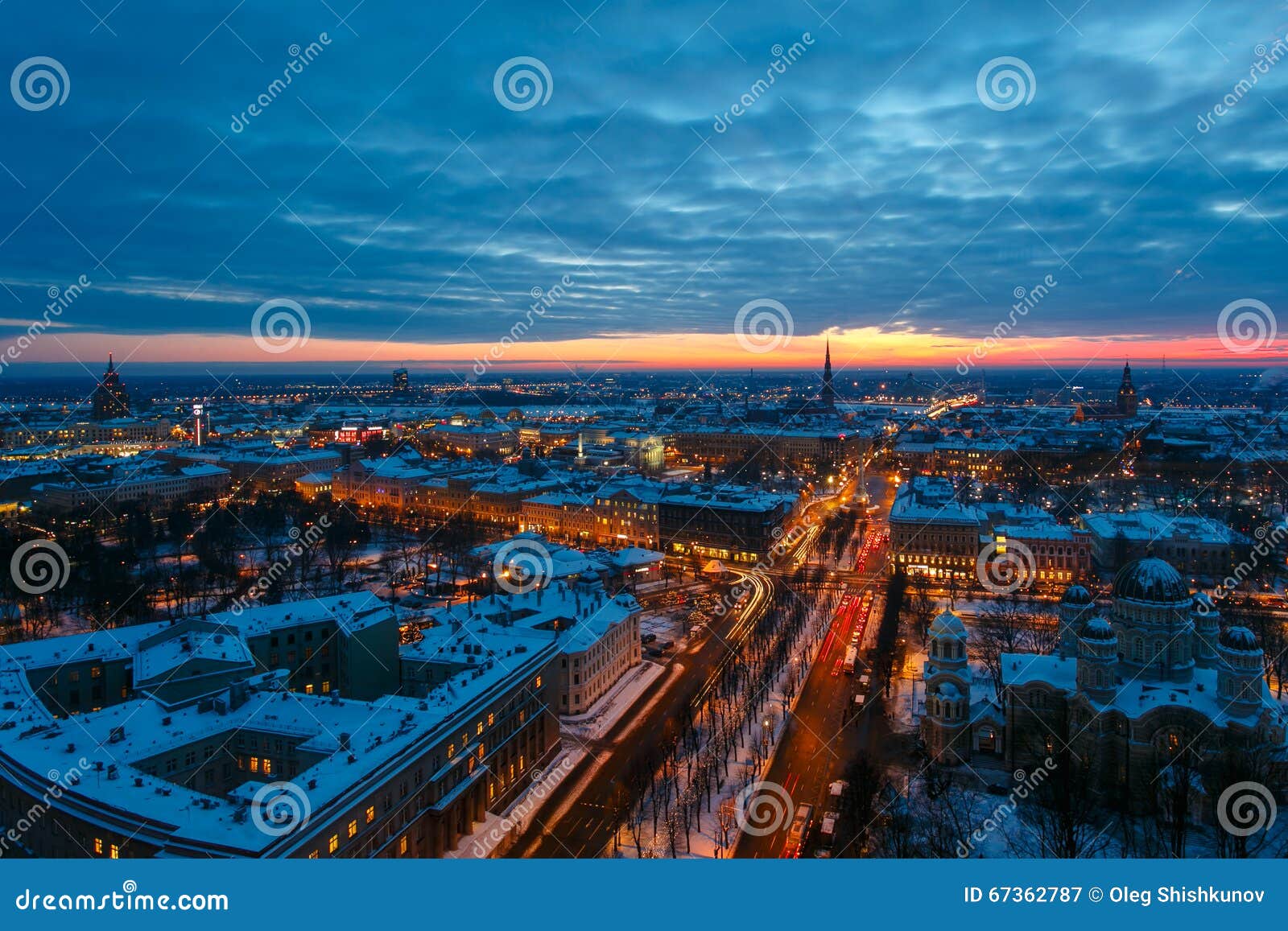 Top View of the Evening Riga at Sunset Stock Image - Image of urban ...