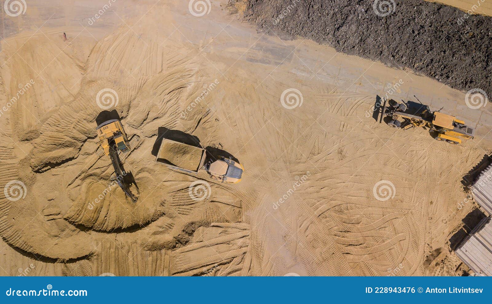 Top View of Excavator Working in Construction Site. Stock Photo - Image ...