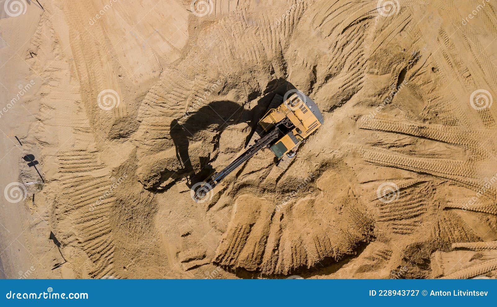 Top View of Excavator Working in Construction Site. Stock Image - Image ...
