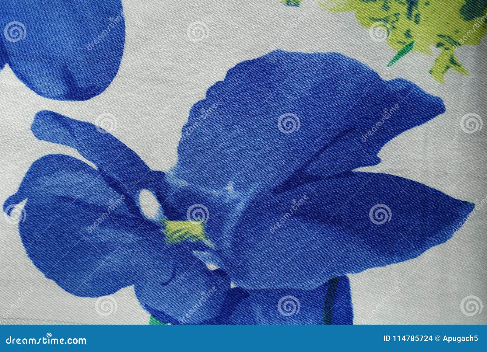 Top View of Fabric with Blue and Lime Print Stock Photo - Image of ...