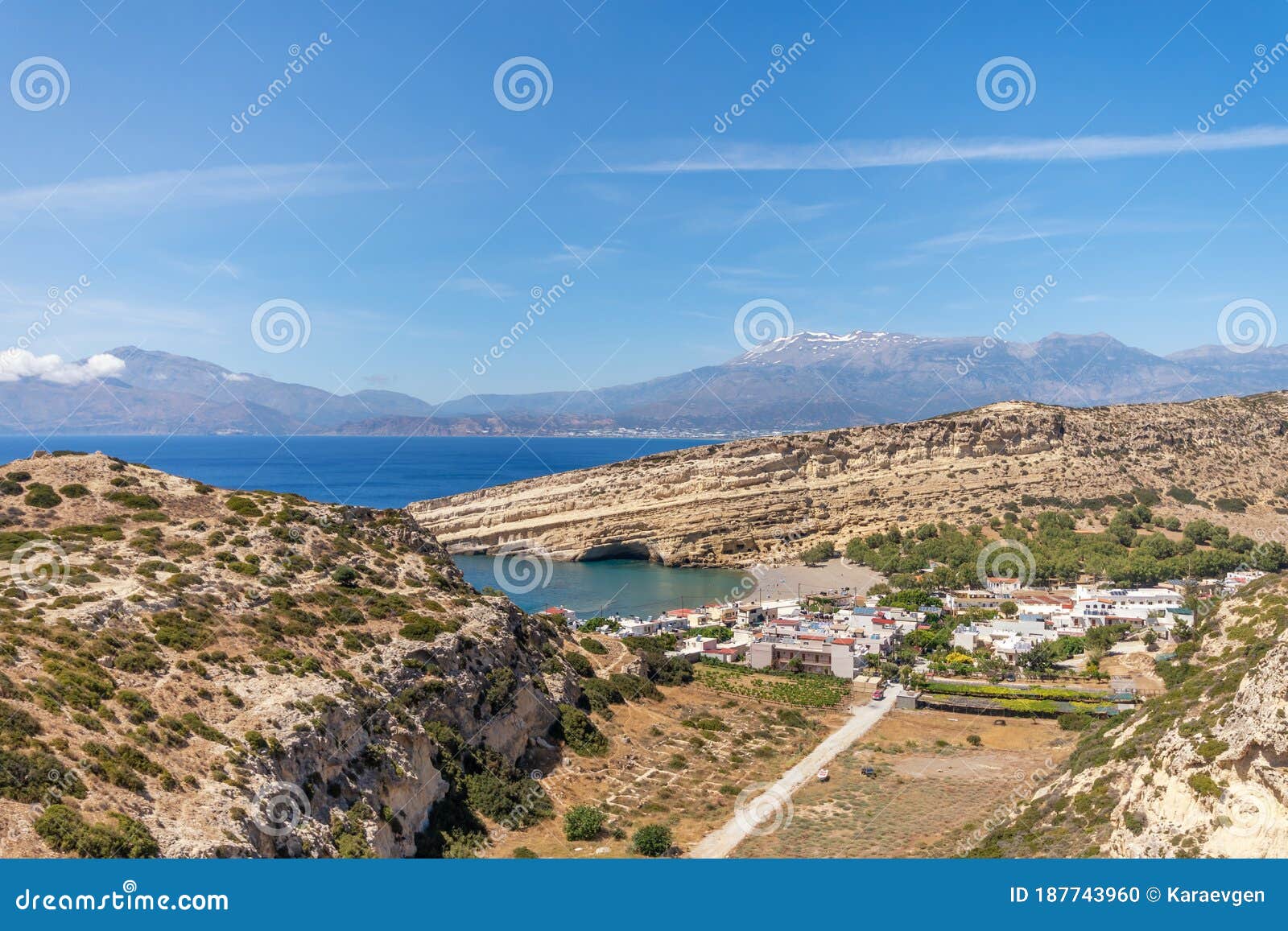 Top View of the Famous Beach of Matala on the Island of Crete. Matala ...