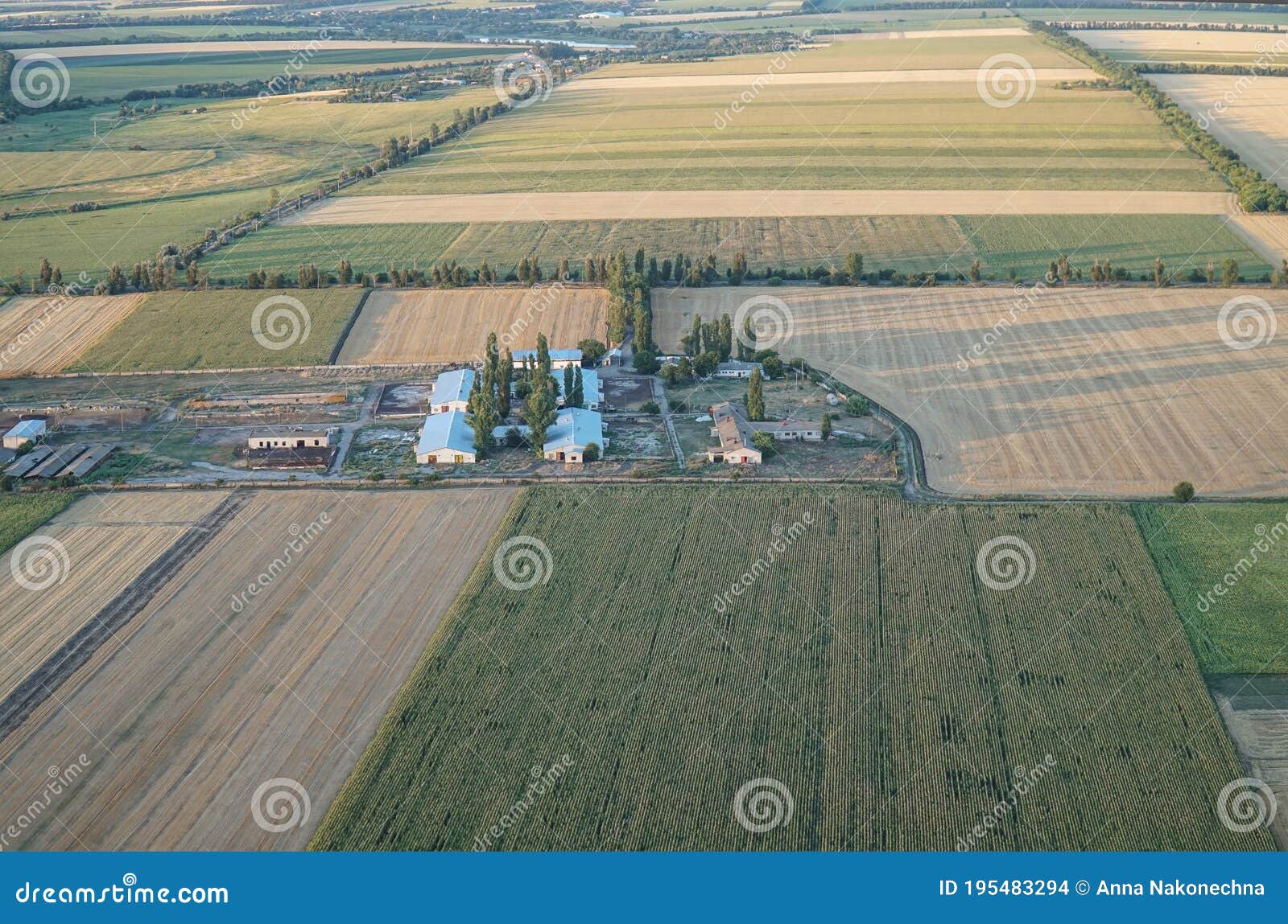 Top View of the Farm Building, Fields and Gardens. Stock Photo - Image ...