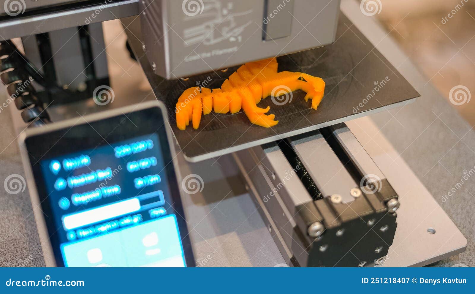 Top View Fast Speed Motion 3d Printer is Making a Yellow Figure. Stock ...