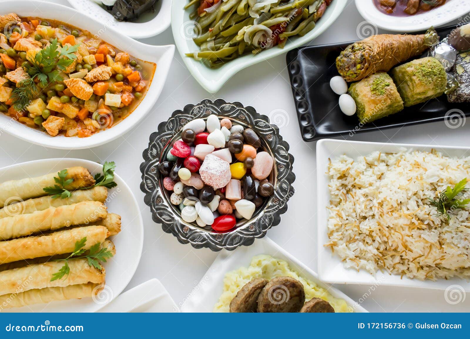 The Sugar Feast after Ramadan Eve or Feast of Sacrifice Dinner Table ...