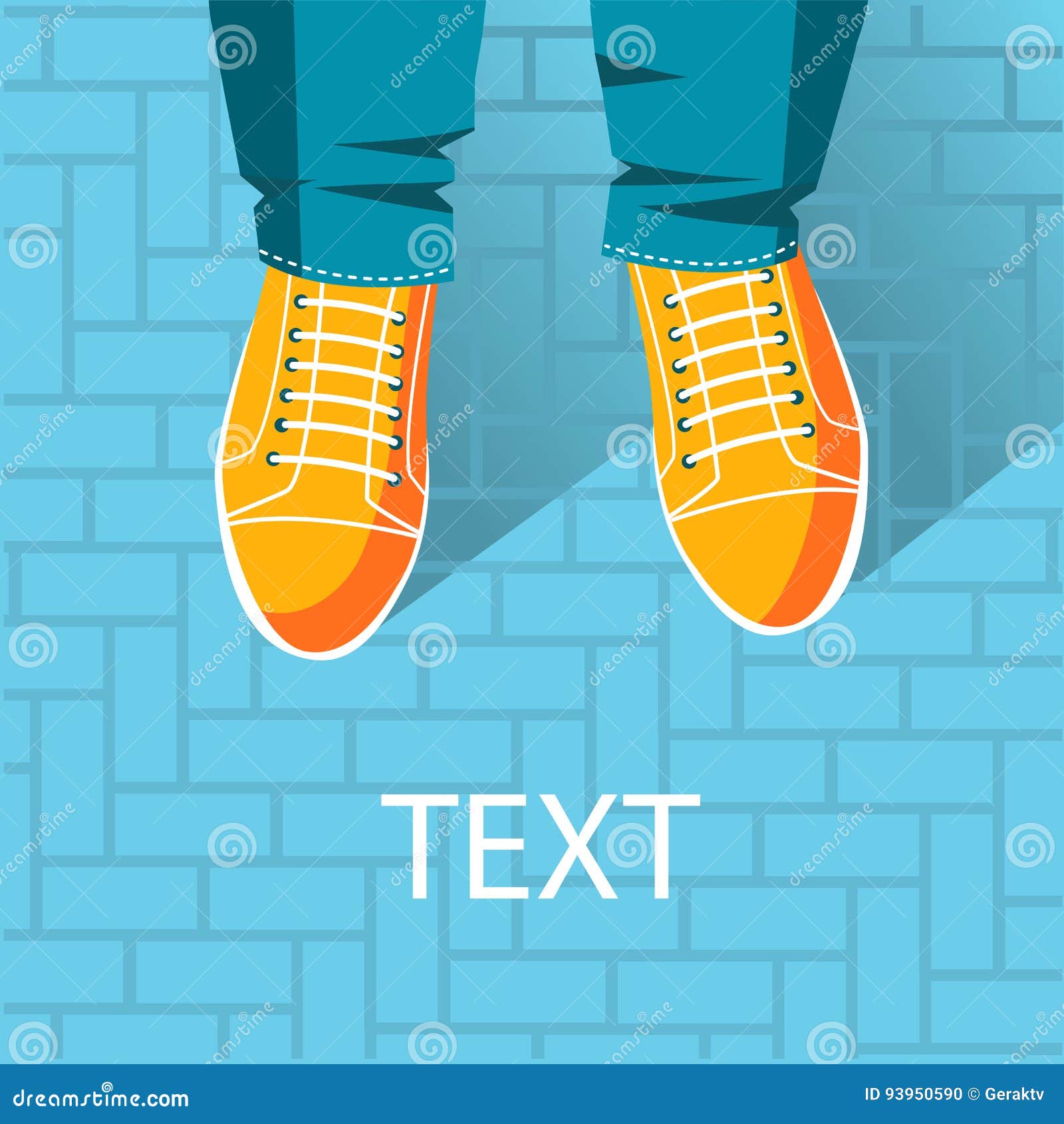 Top View of Feet in Sport Boots and Jeans. Stock Vector - Illustration ...