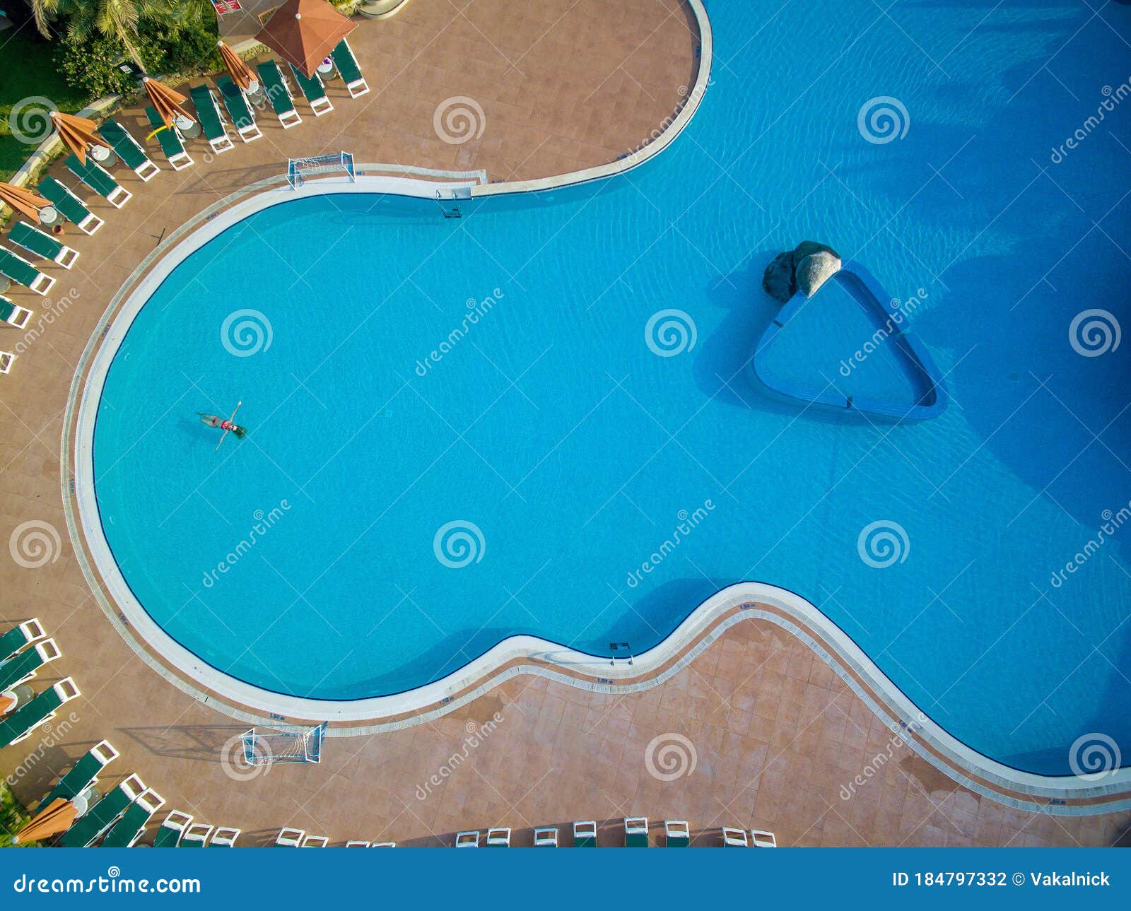 Top View of Female in Red Bikini Lying in Swimming Pool Stock Photo ...
