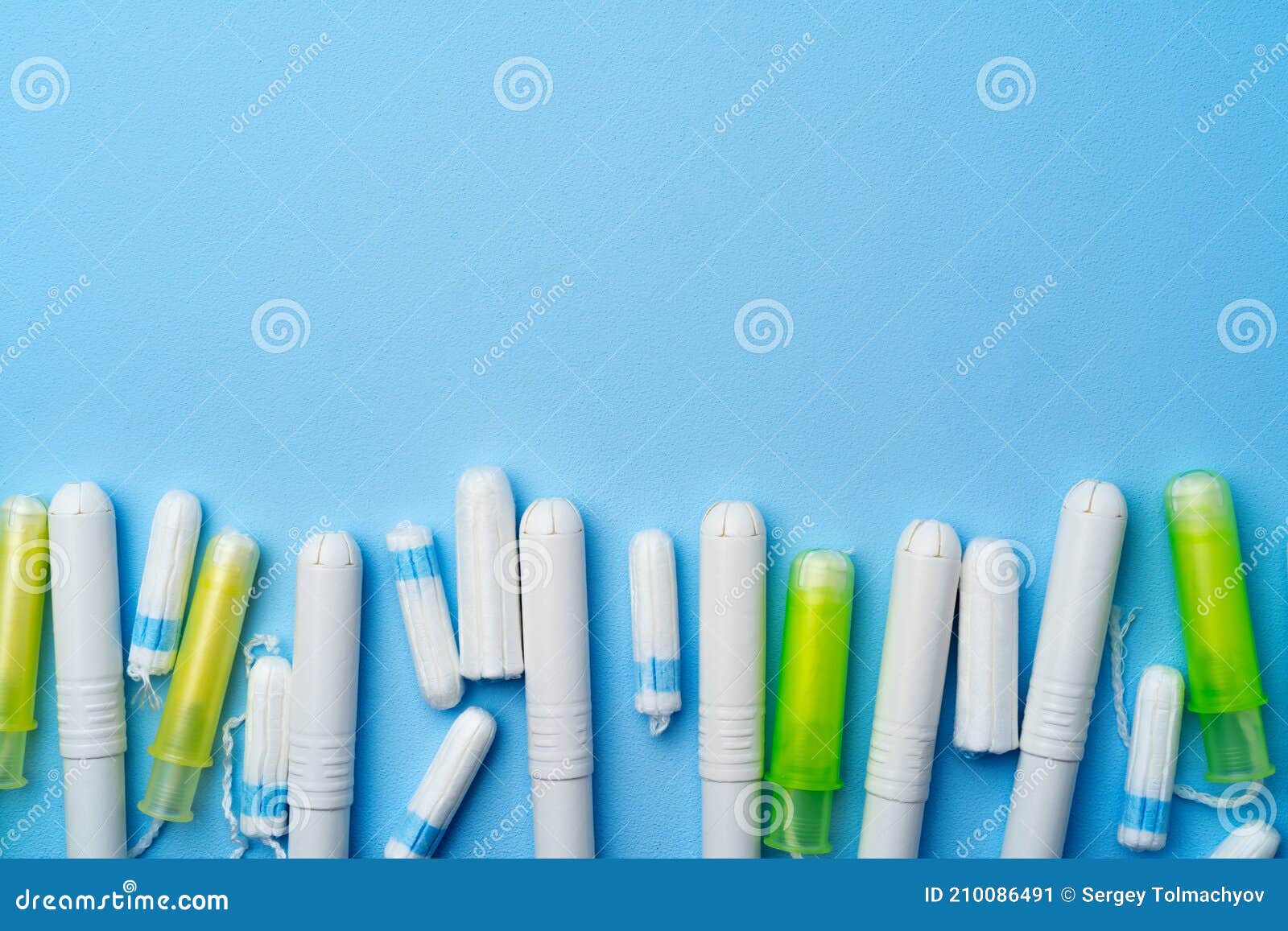 Top View of Female Tampons on Blue Background Stock Image - Image of ...