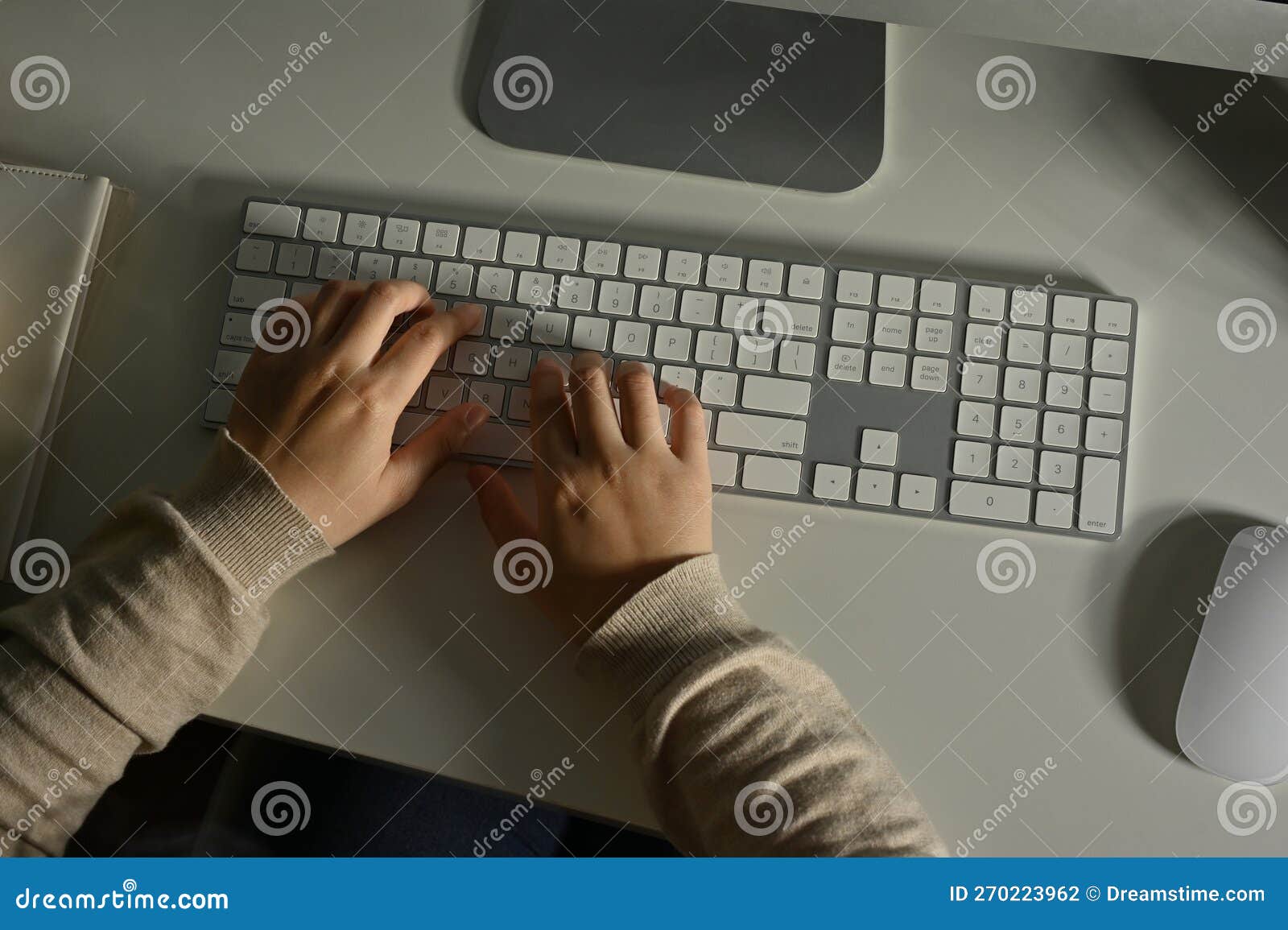 Top View of a Female Typing on Computer Keyboard, Working on Her ...
