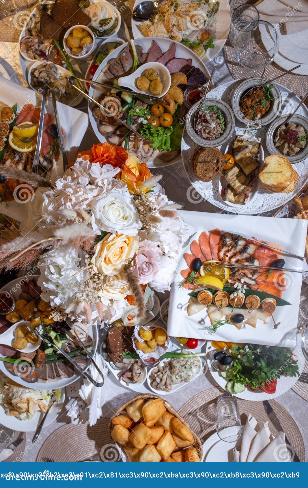 Top View of the Festive Banquet Table at the Event Top View Stock Image ...