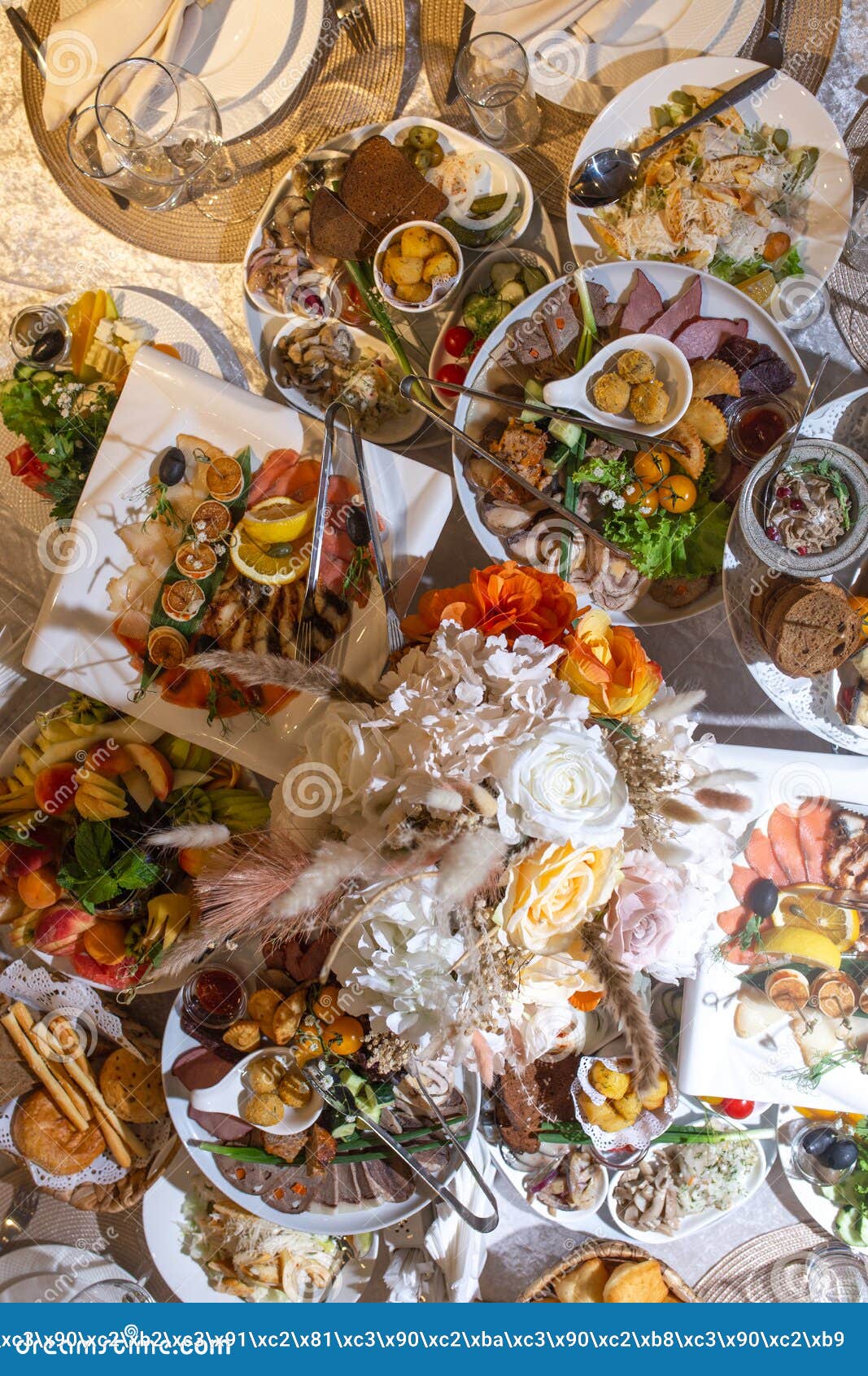 Top View of the Festive Banquet Table at the Event Top View Stock Photo ...