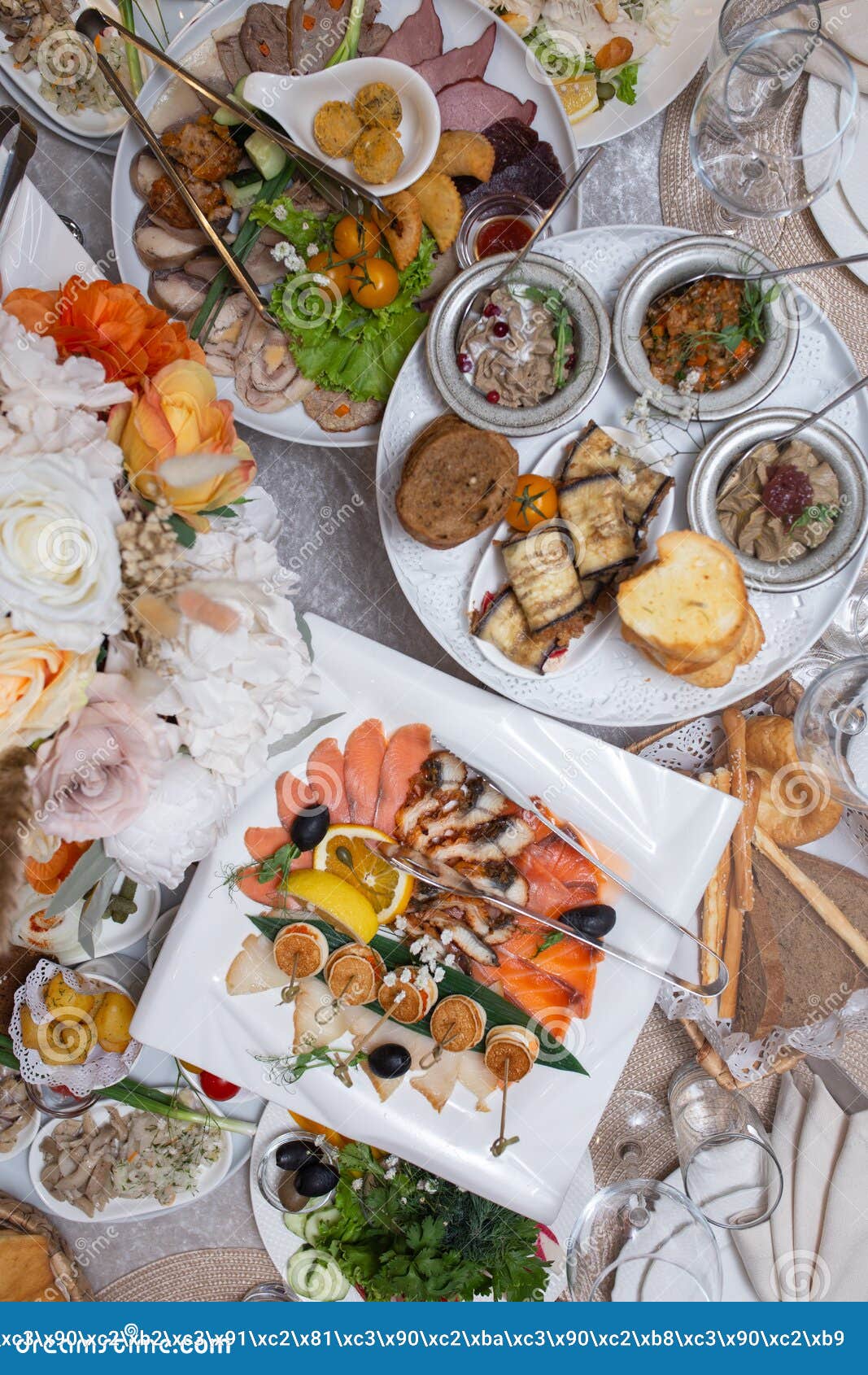 Top View of the Festive Banquet Table at the Event Top View Stock Photo ...