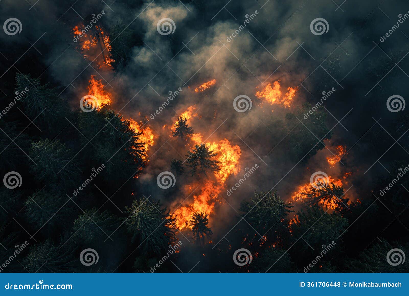 Top View of Fire Burning in Forest at Night Stock Illustration ...