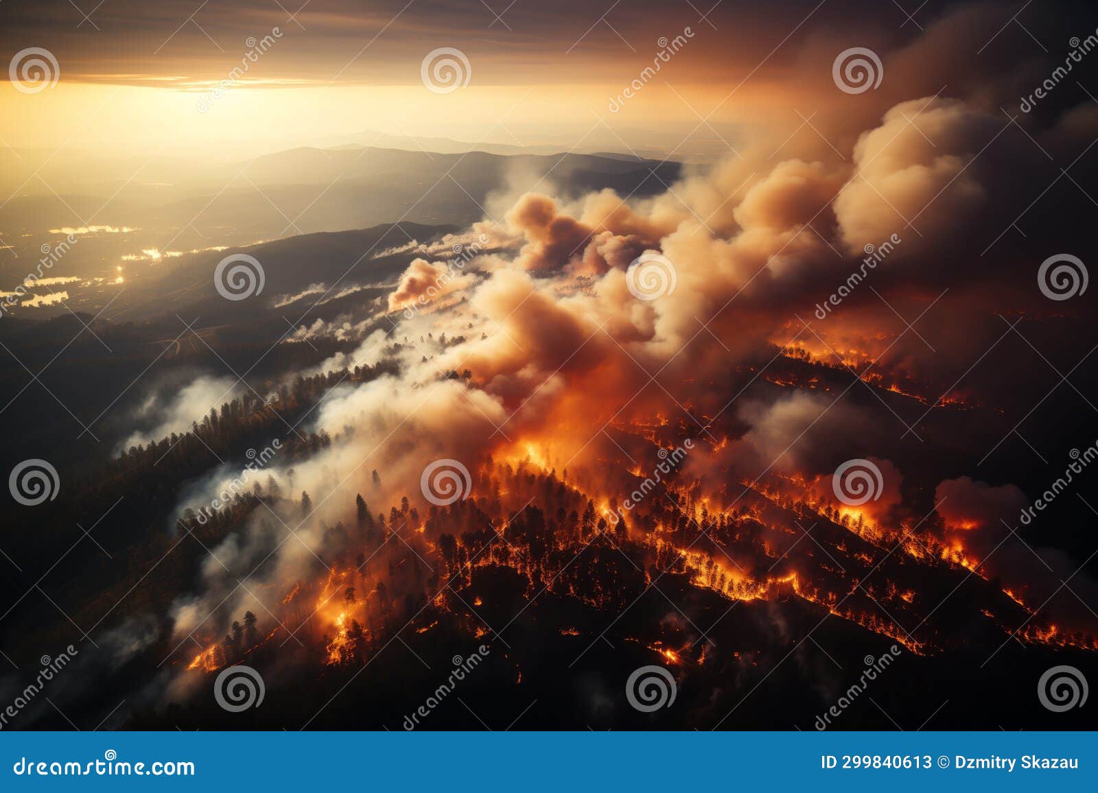 Top View of a Fire in a Forest in the Mountains Stock Illustration ...