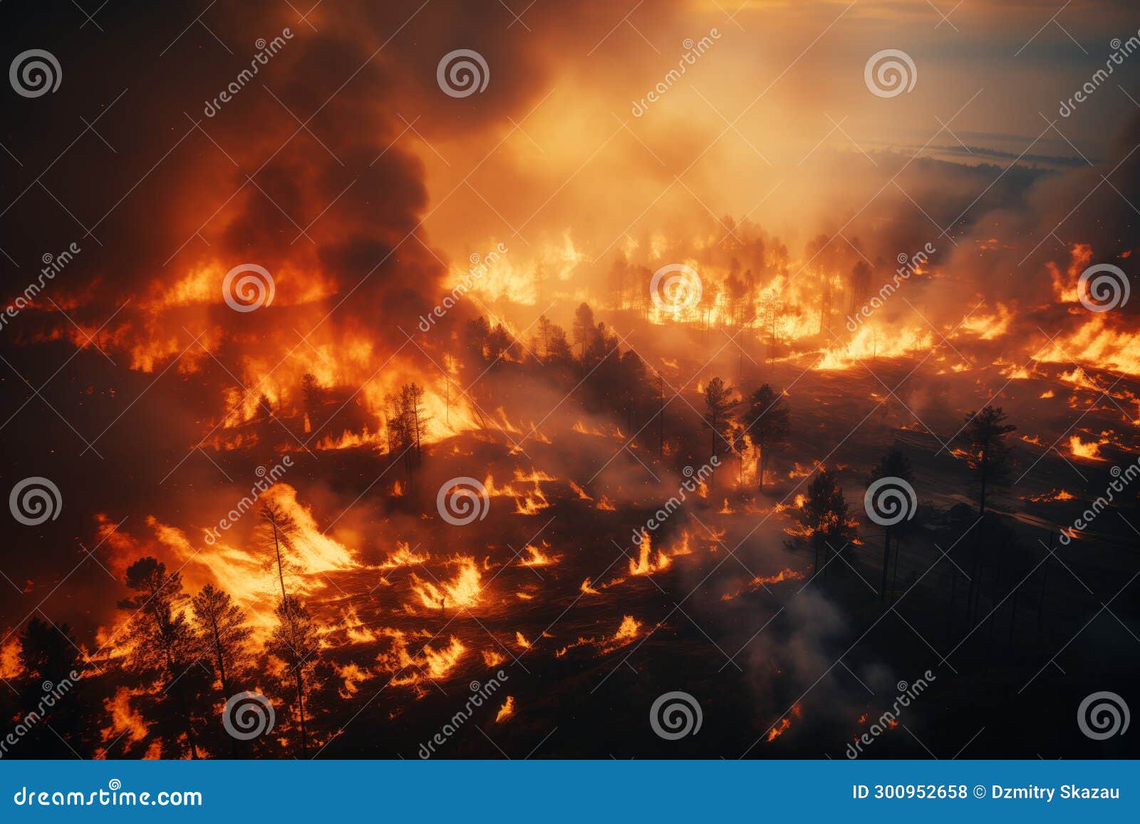 Top View of a Fire in the Forest Stock Illustration - Illustration of ...