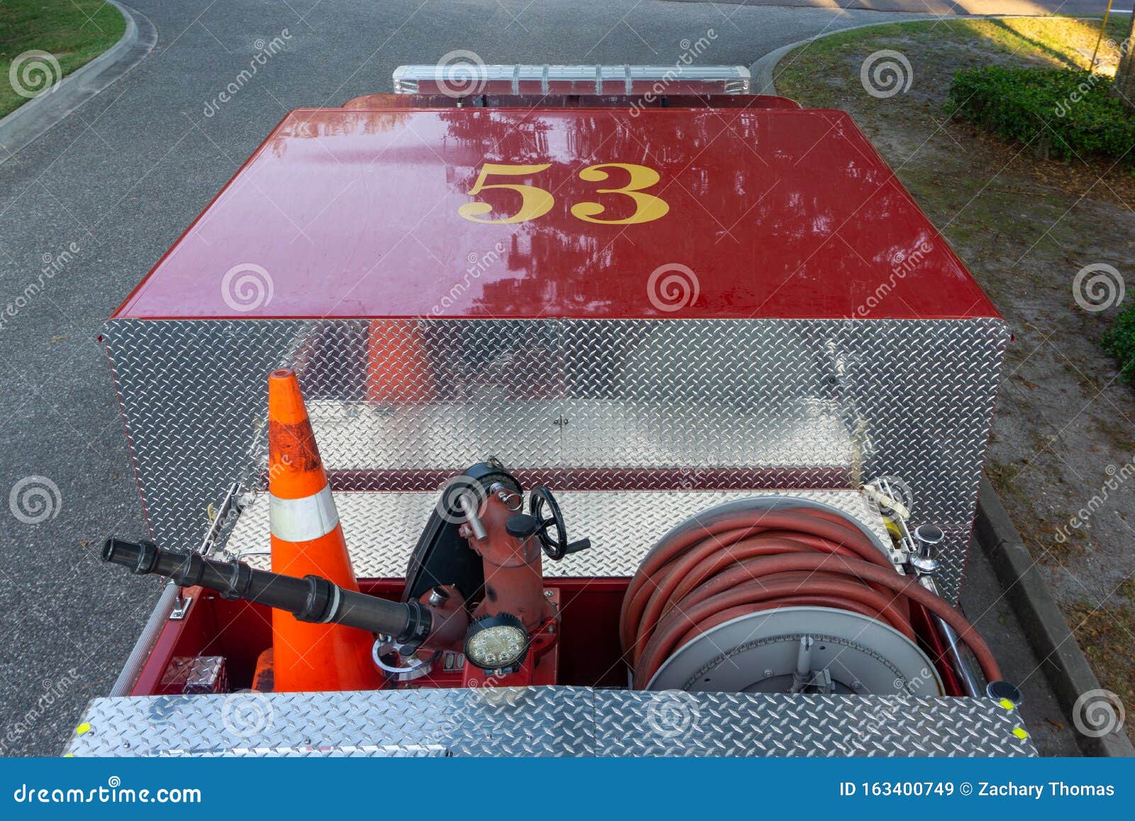 Top view of fire truck. stock image. Image of rescue - 163400749