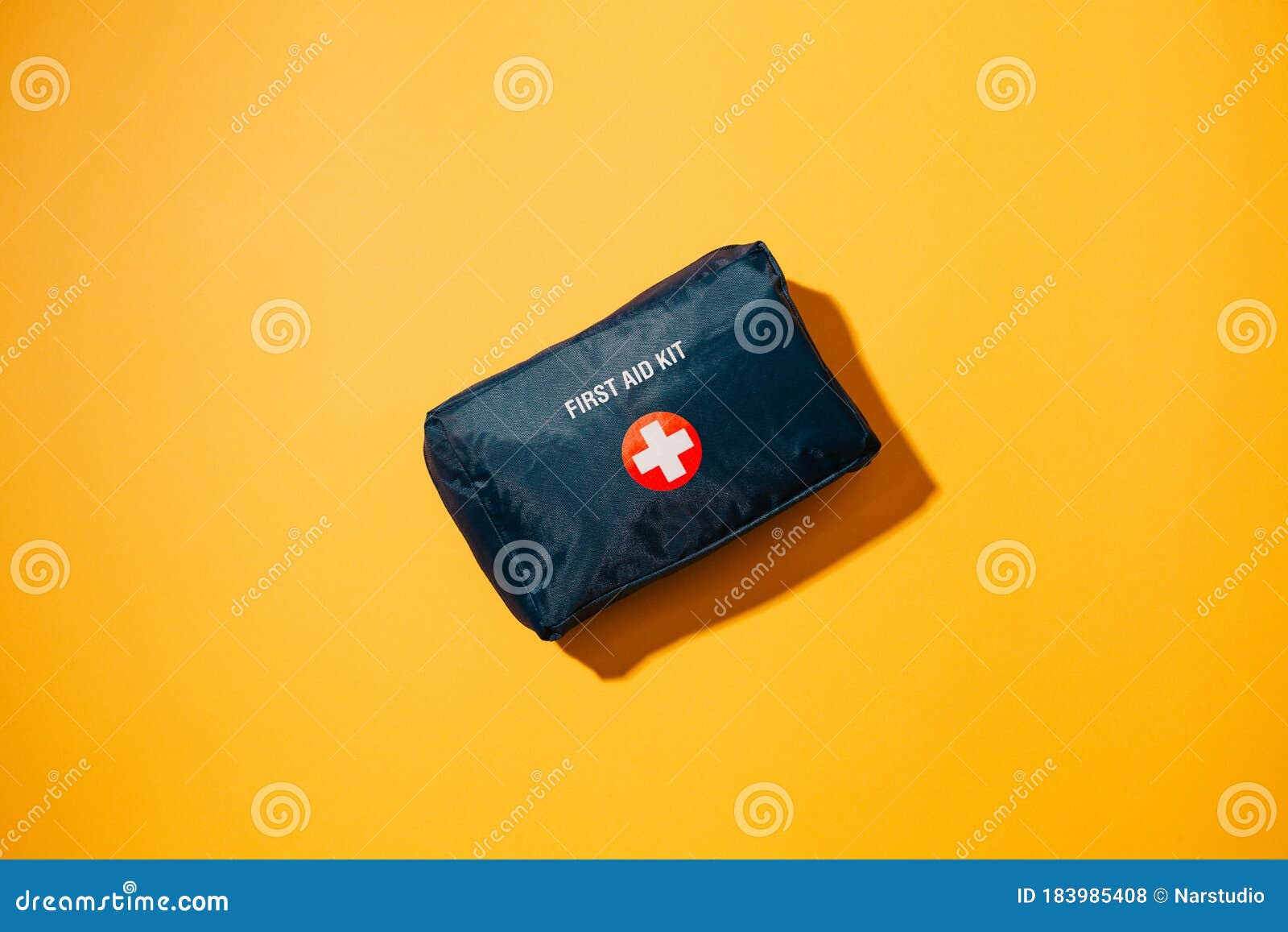 Top view of first aid kit. stock photo. Image of hard - 183985408