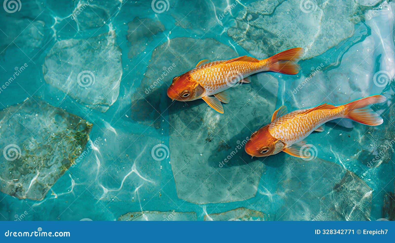 Top View of Fish on a Bright Blue Surface for Wallpapers and ...