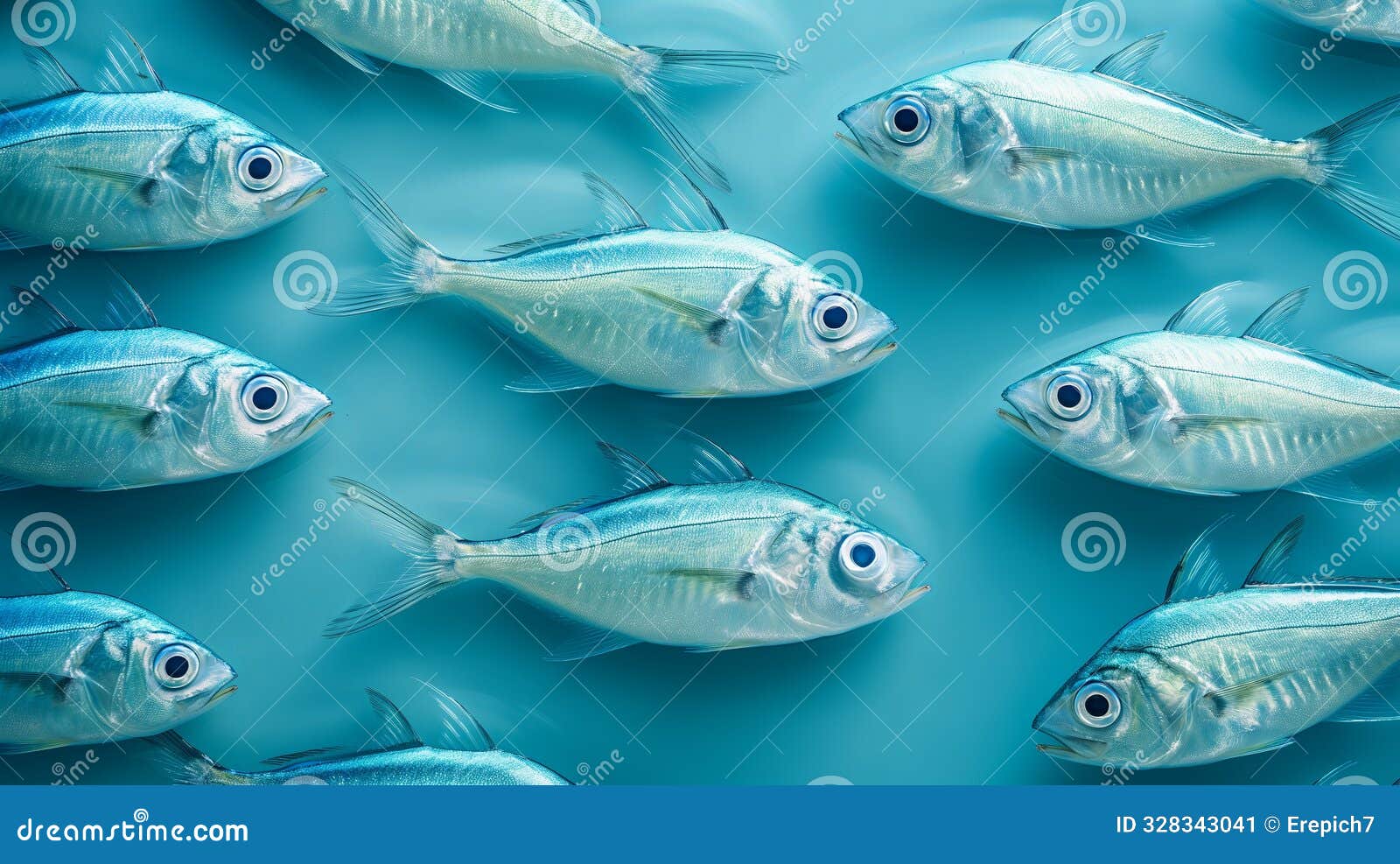 Top View of Fish on a Bright Blue Surface for Wallpapers and ...