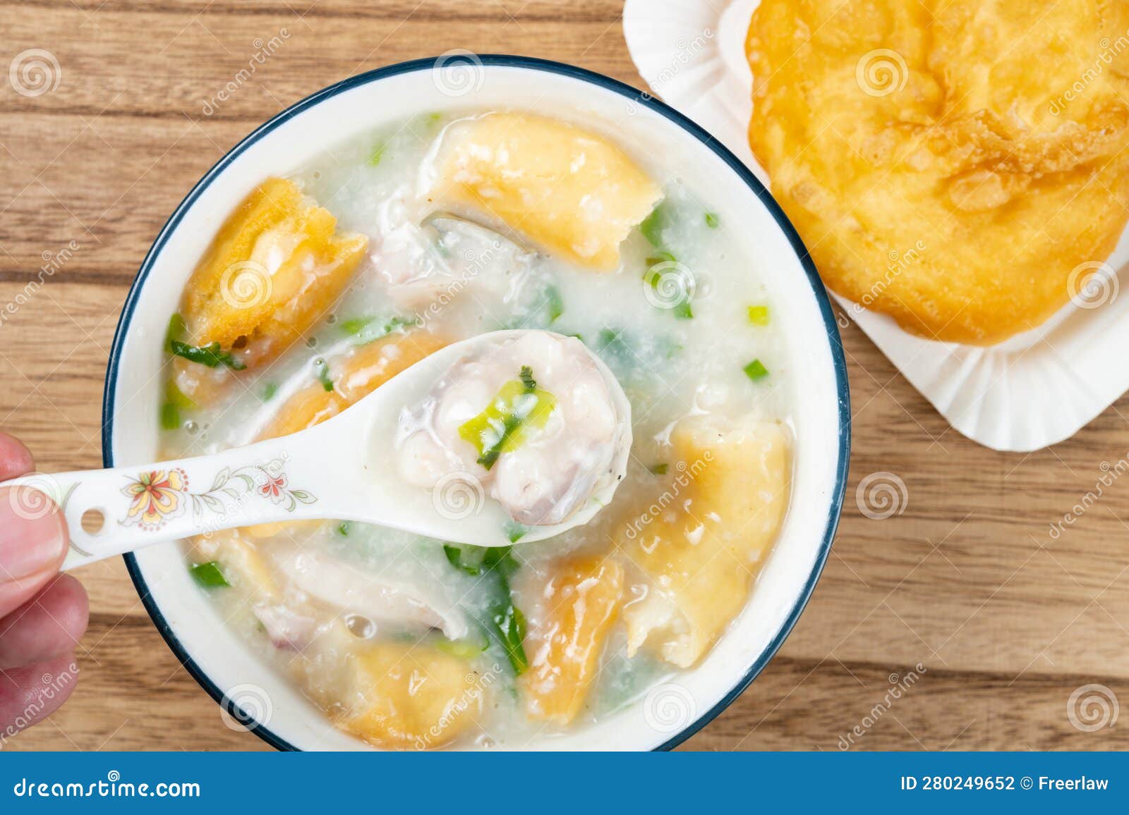 Top View Fish Porridge with Deep-fried Chinese Donuts Horizontal ...